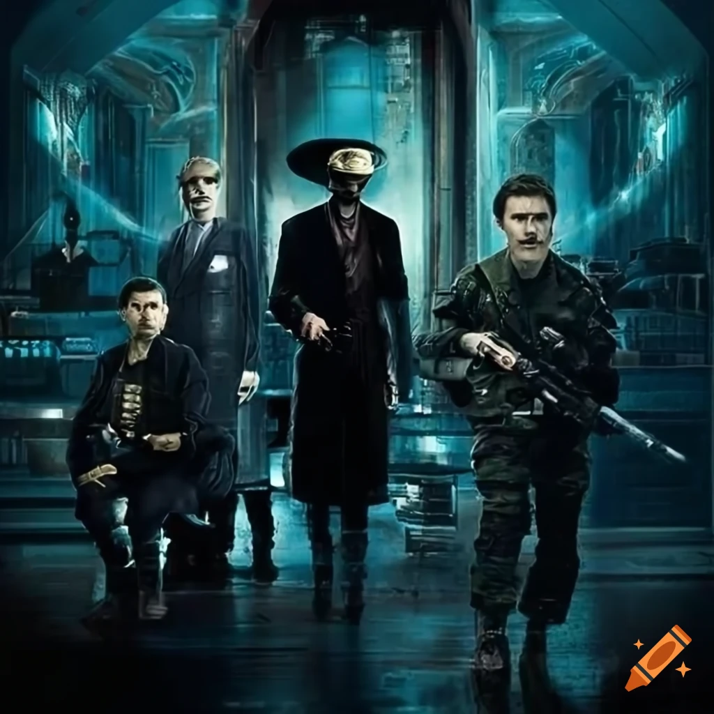 Poster art for a dark sci-fi spy drama TV show on Craiyon