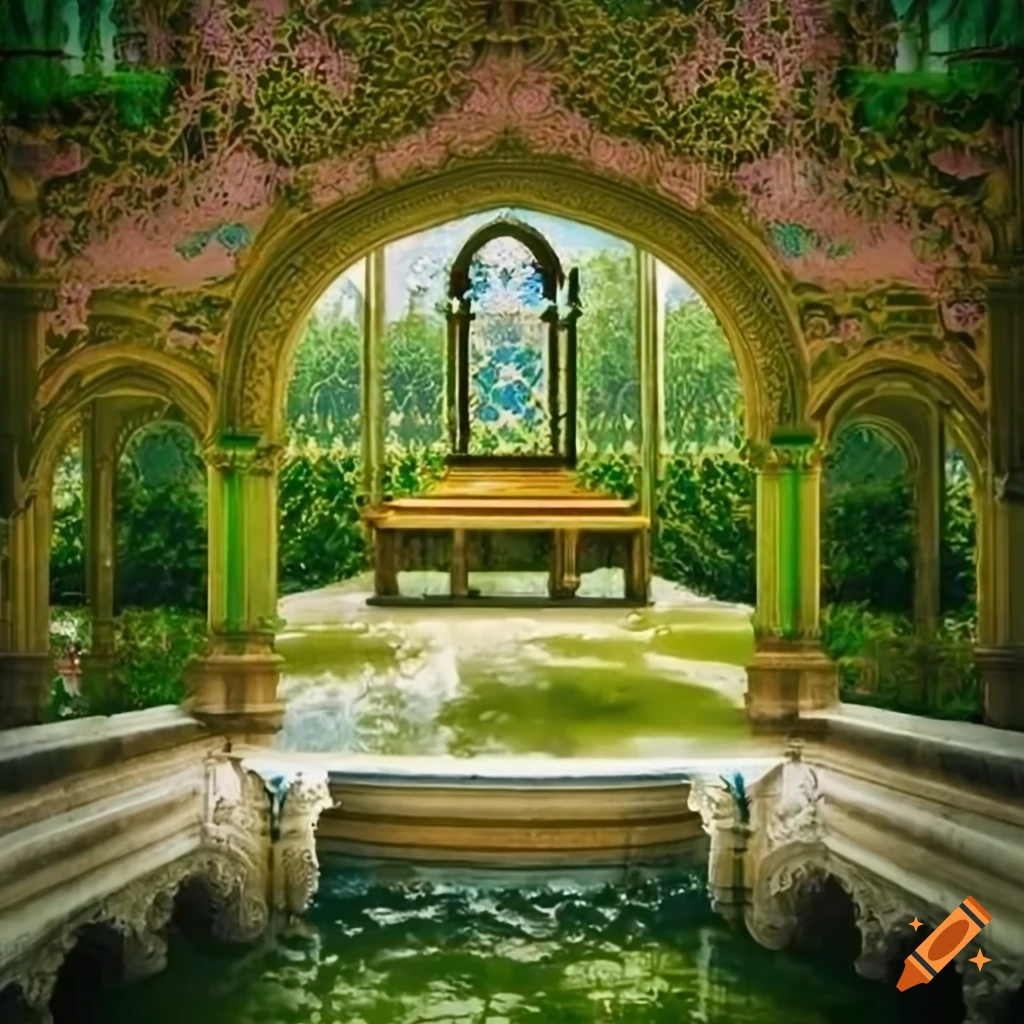 Square victorian highly detailed 4k hd drawing of a green garden with ...