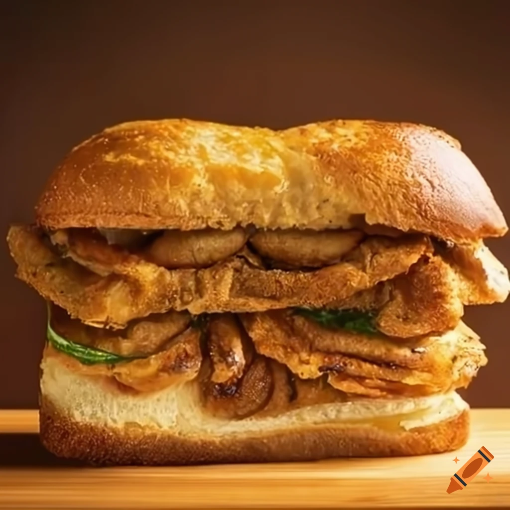 Closeup of a delicious eel meat sandwich on Craiyon