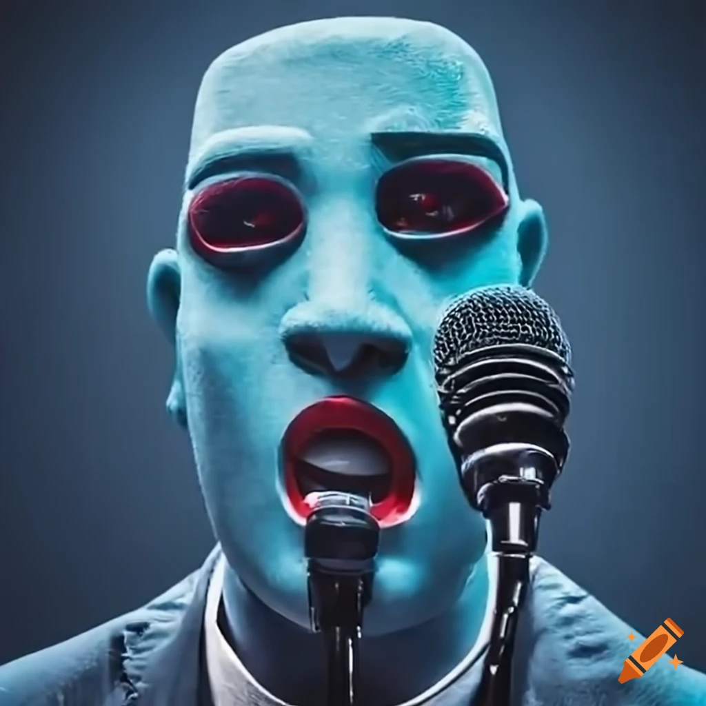 Live performance of a masked male singer