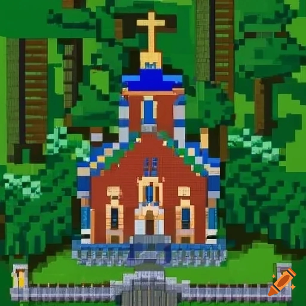 Pixel art of an orthodox church in a game on Craiyon