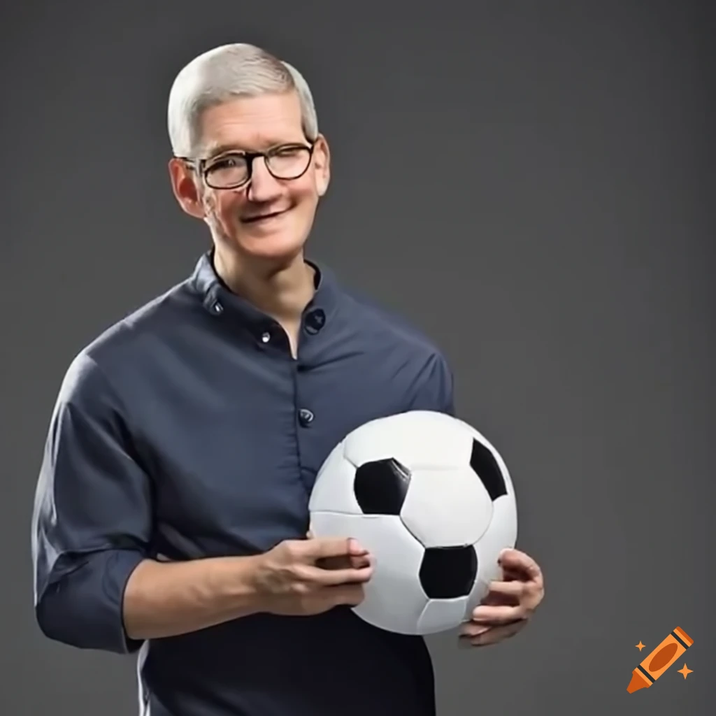 Tim cook holding a football on Craiyon