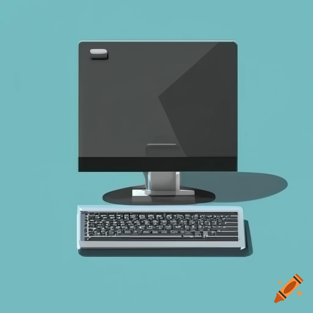 Minimalist glossy computer from a top-down view