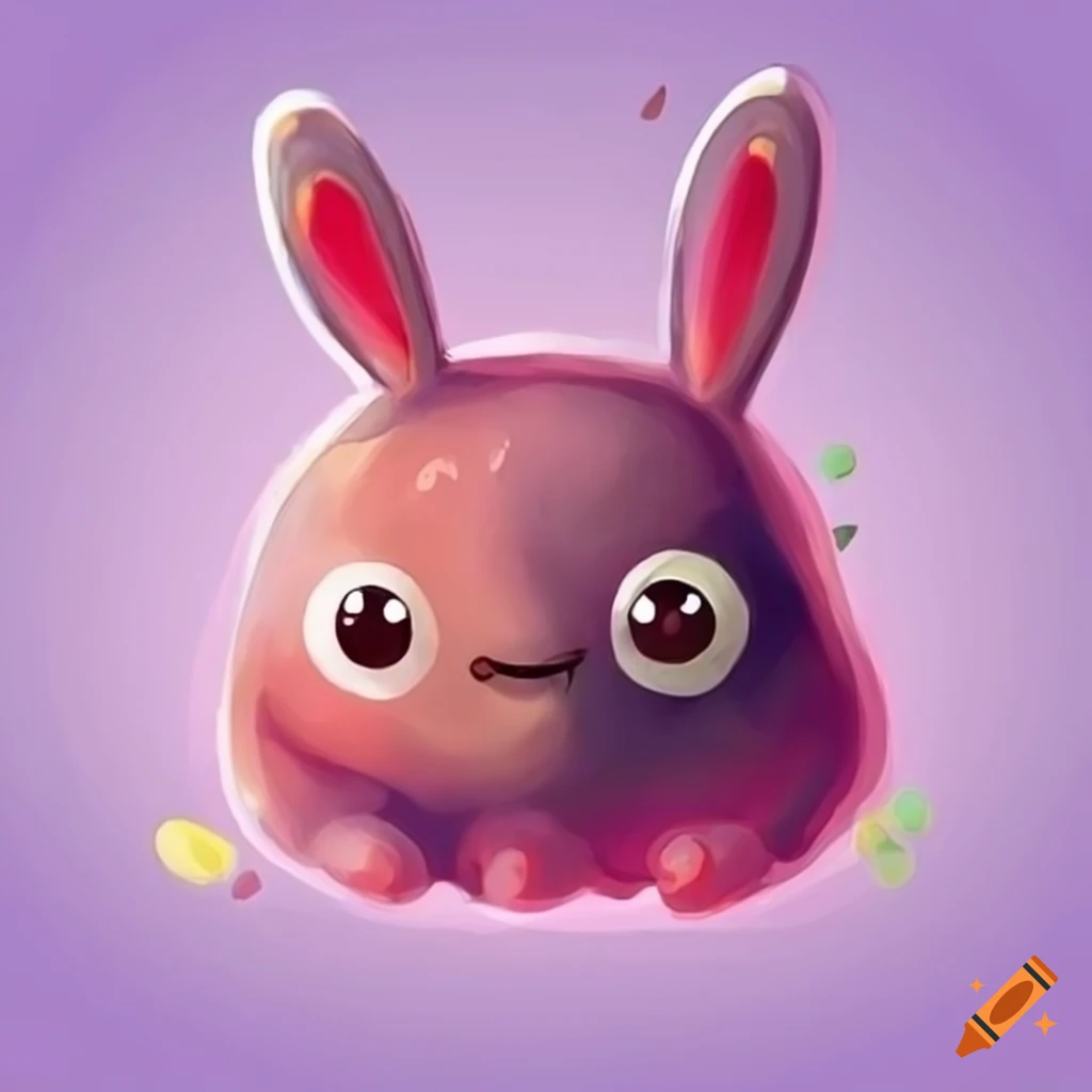 Adorable ghibli-style jelly creature with bunny ears on Craiyon