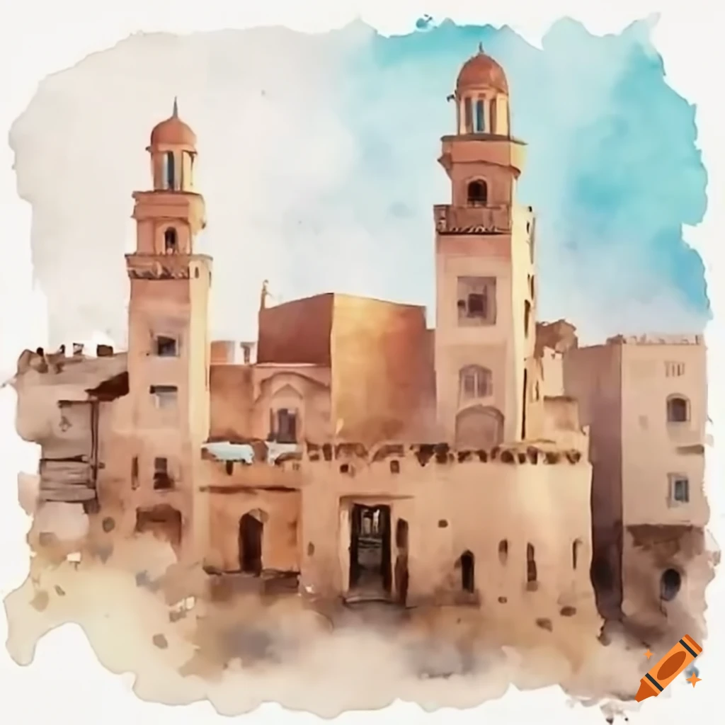 View of an old arabic town from a distance