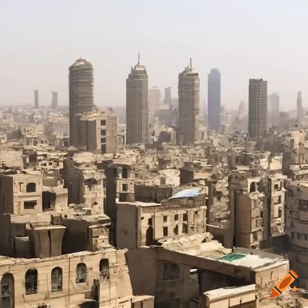 Futuristic cityscape of a low-tech district in cairo on Craiyon