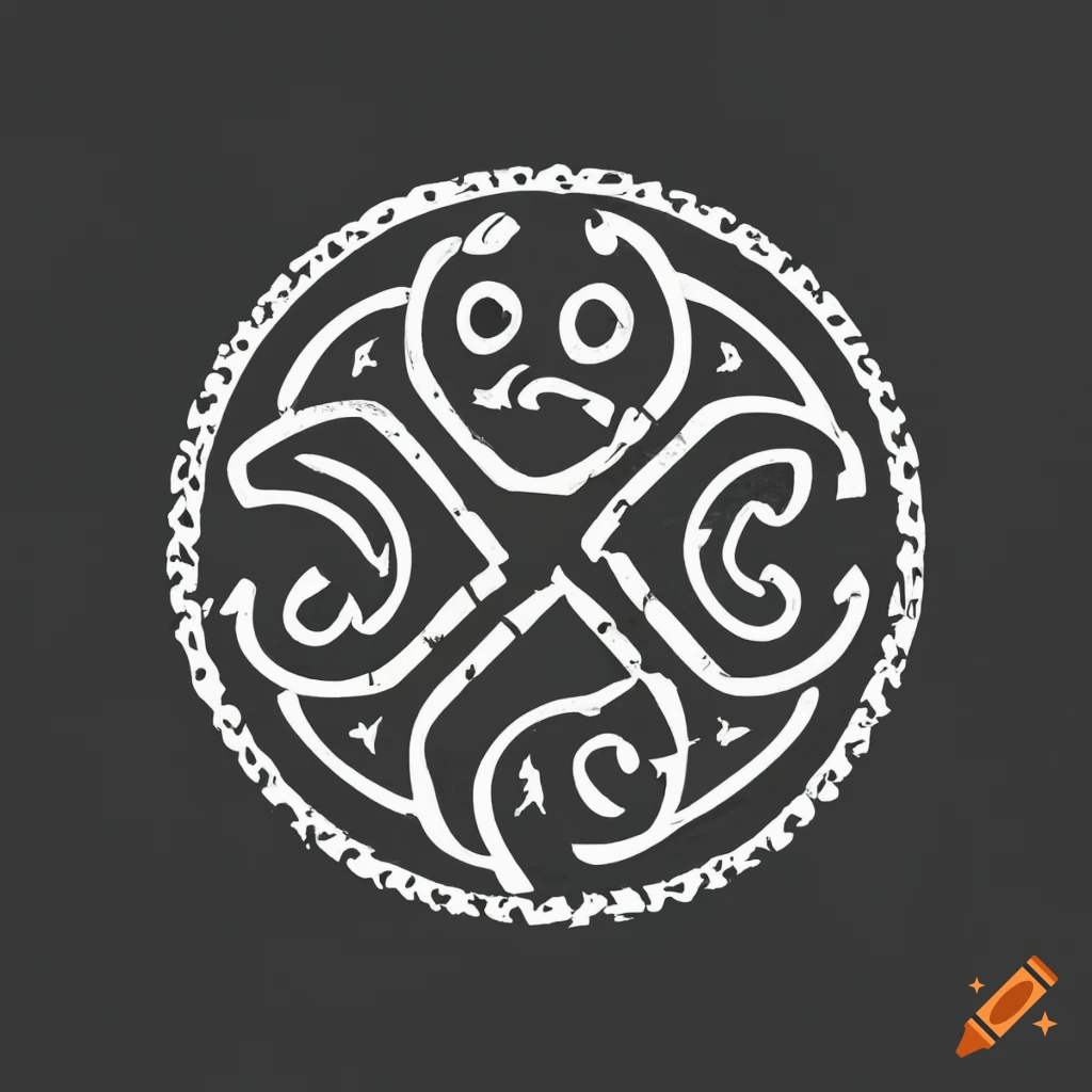 Stencil of viking symbols on Craiyon