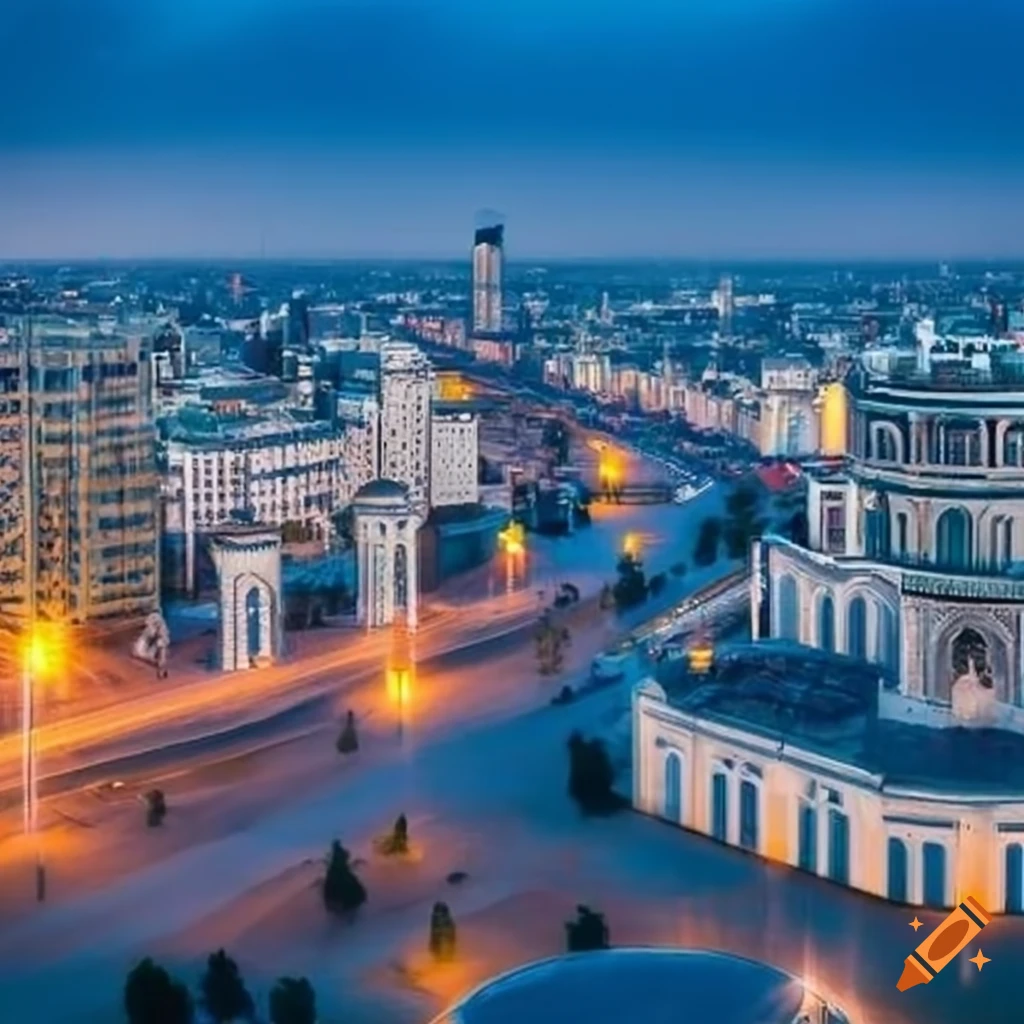 Futuristic cityscape of uzbekistan in 2100