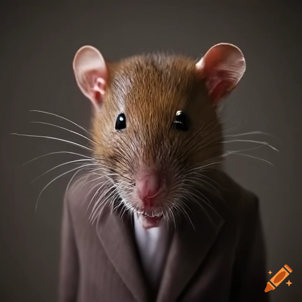 Rat works on computer with a suit on Craiyon