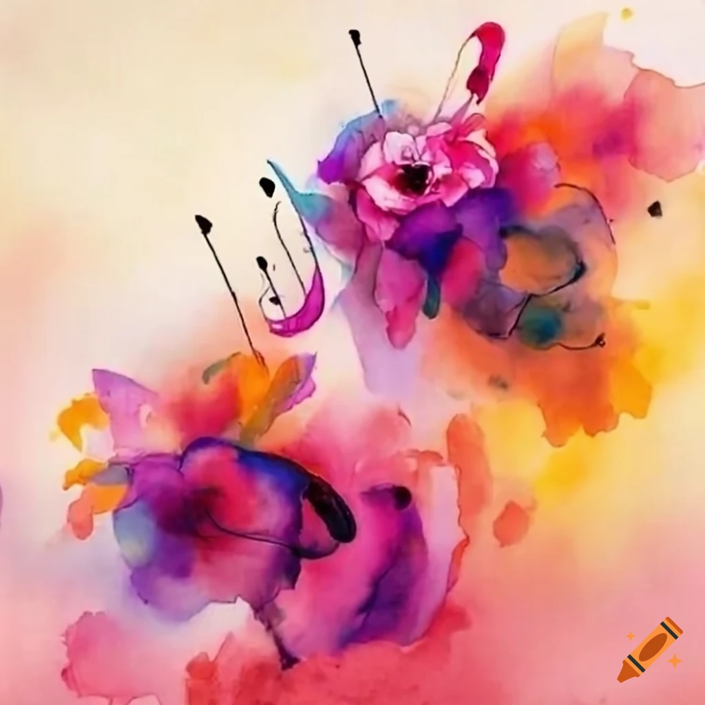 Illustration of flowers with musical notes