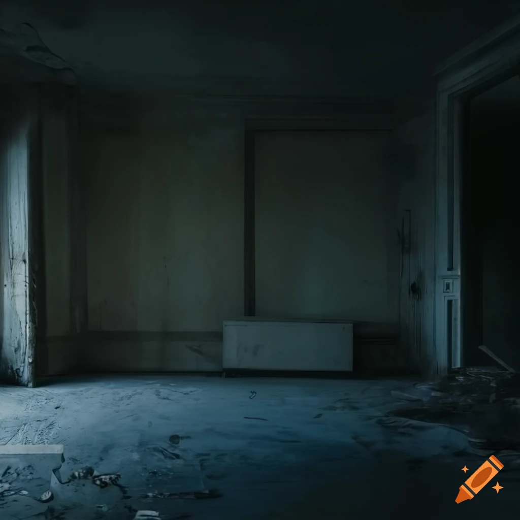 Photorealistic depiction of an empty abandoned room on Craiyon