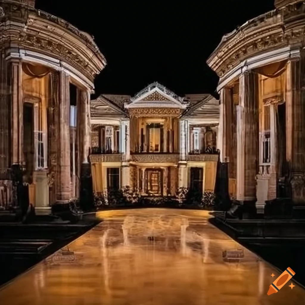 Luxurious mansion made of diamonds and cash on Craiyon