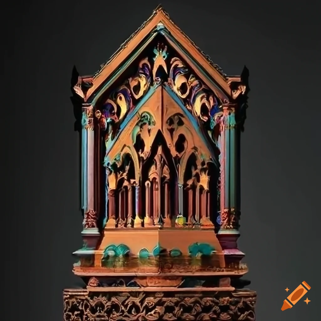 Detailed metal sculpture with prismatic motif