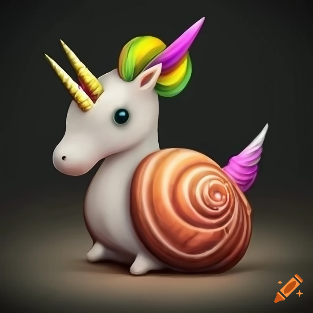 Illustration of a snail unicorn on Craiyon