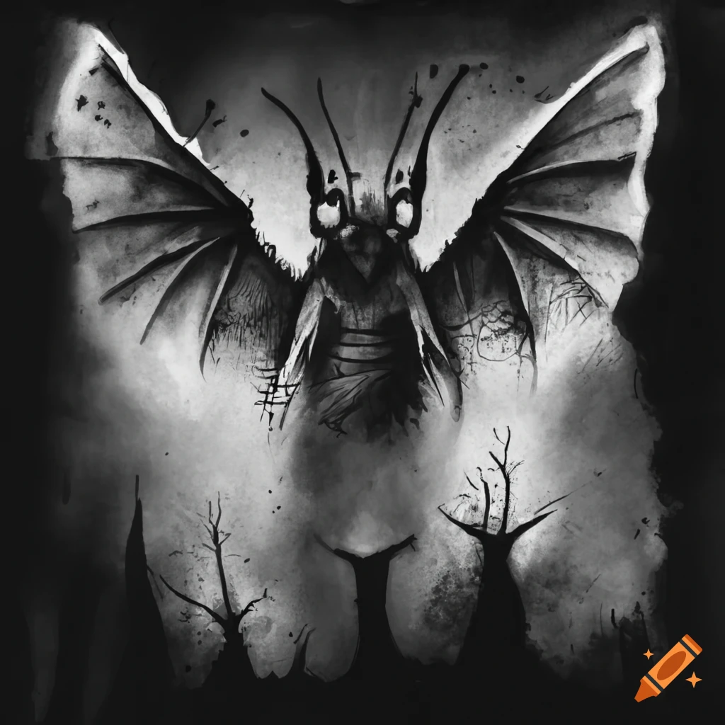 Mothman graphite pencil drawing on Craiyon