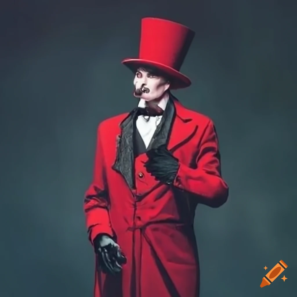 Image of a stage magician in red costume on Craiyon