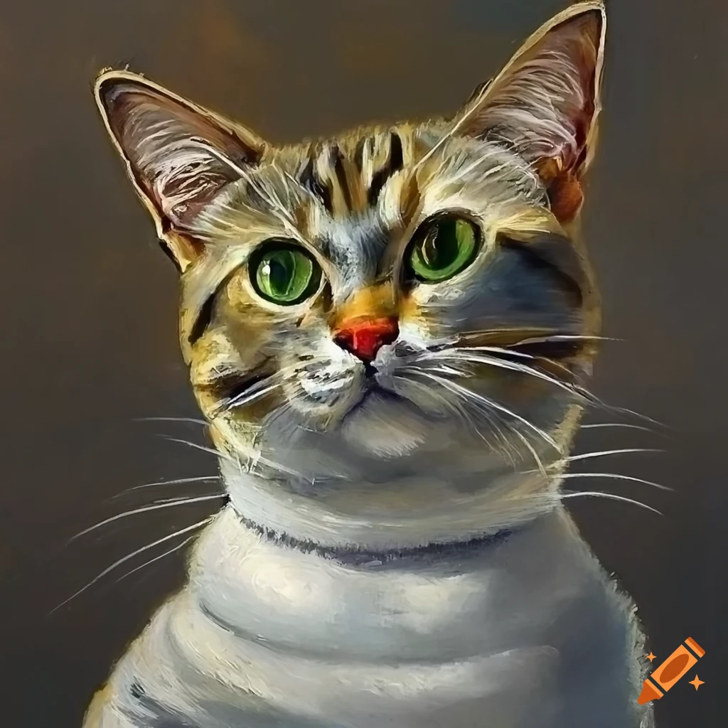 Oil painting of a cat in victorian attire on Craiyon