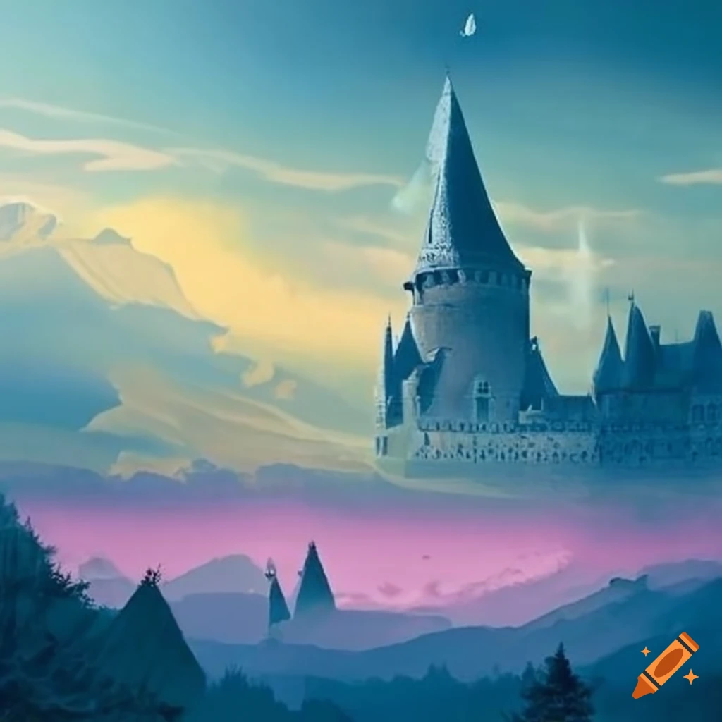 Image of a castle in the clouds with a magical atmosphere