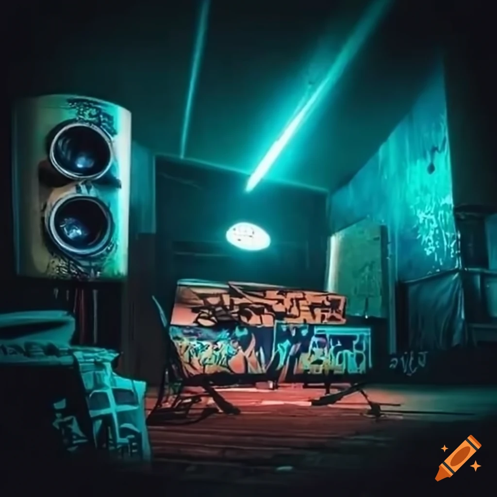 Altavoces soundsystem con graffitis on Craiyon