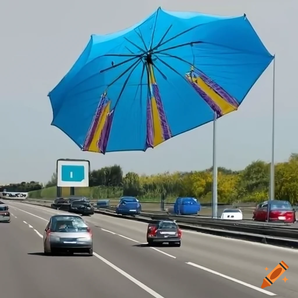 Giant umbrella on a motorway
