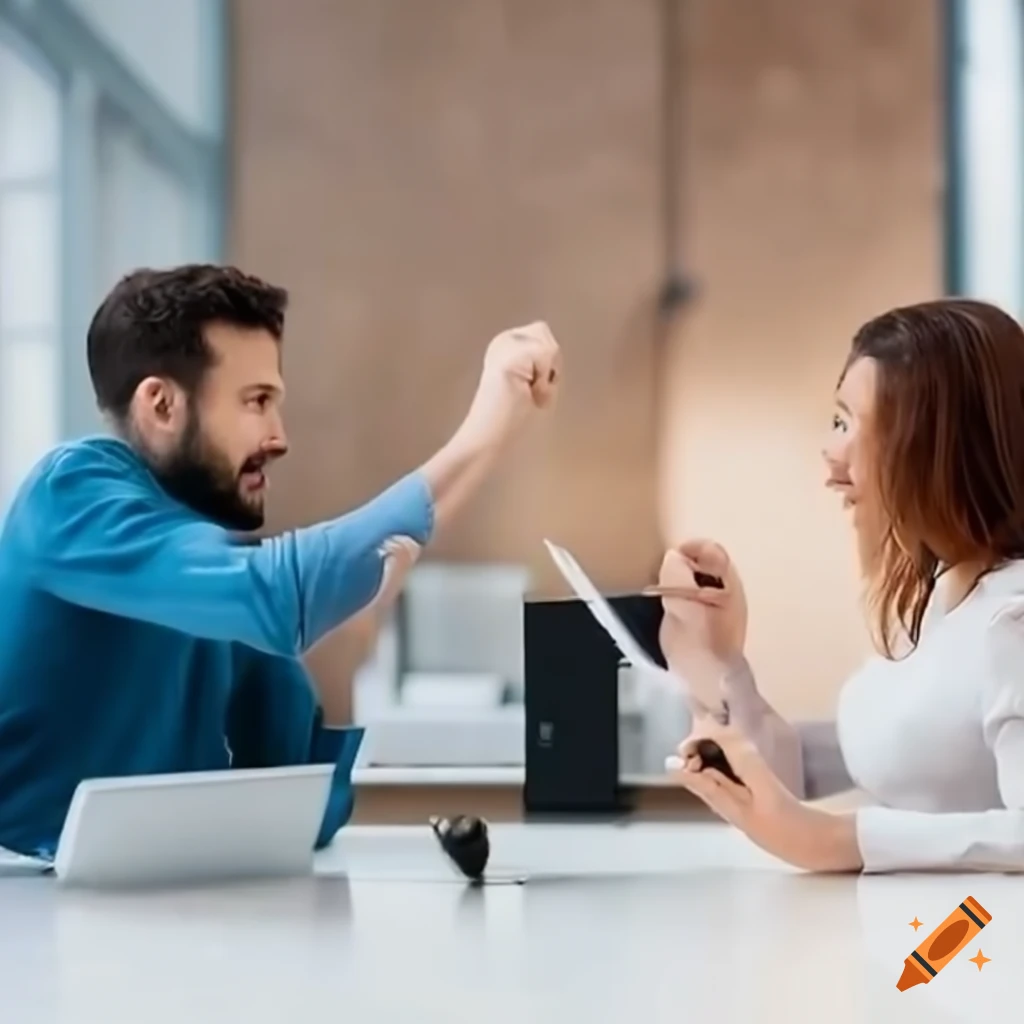 Image of employees having a heated argument in an office on Craiyon