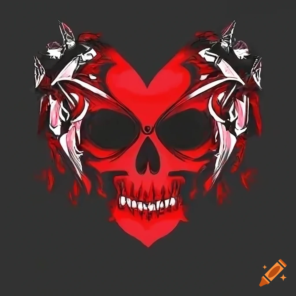 Anime skull with fiery orange eyes