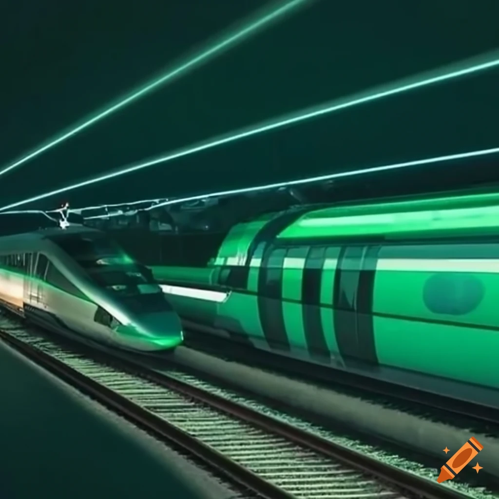Dark green high-speed train resembling Fuxing and German ICE on Craiyon