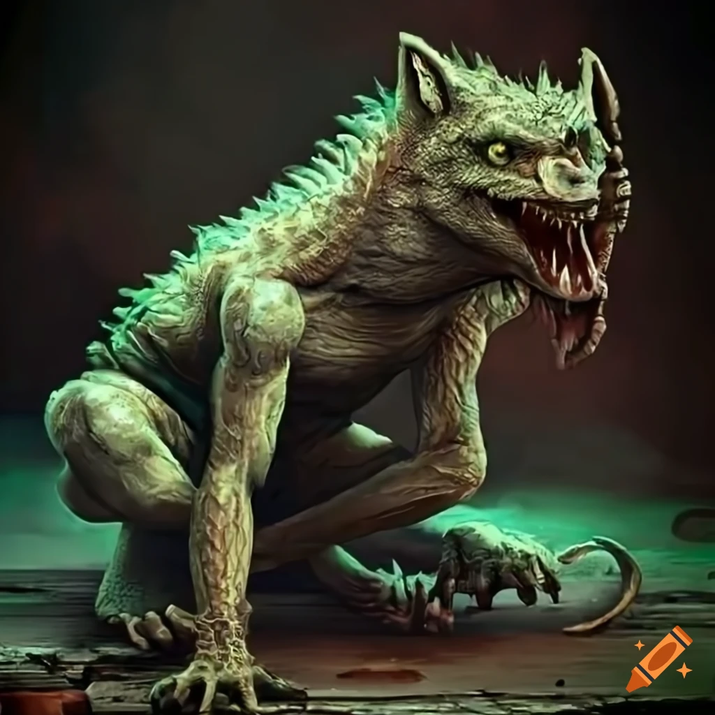 Image of a post-apocalyptic mutant lizard-wolf on Craiyon