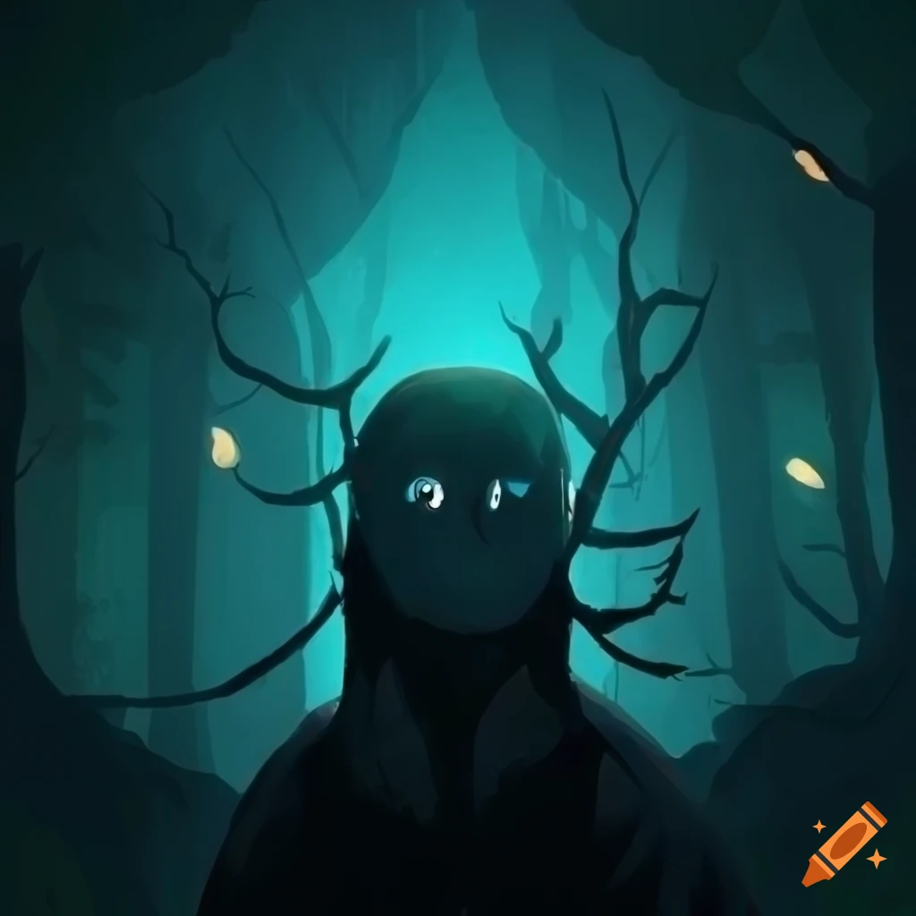 Poster for the video game 'Hollow' set in a forest on Craiyon