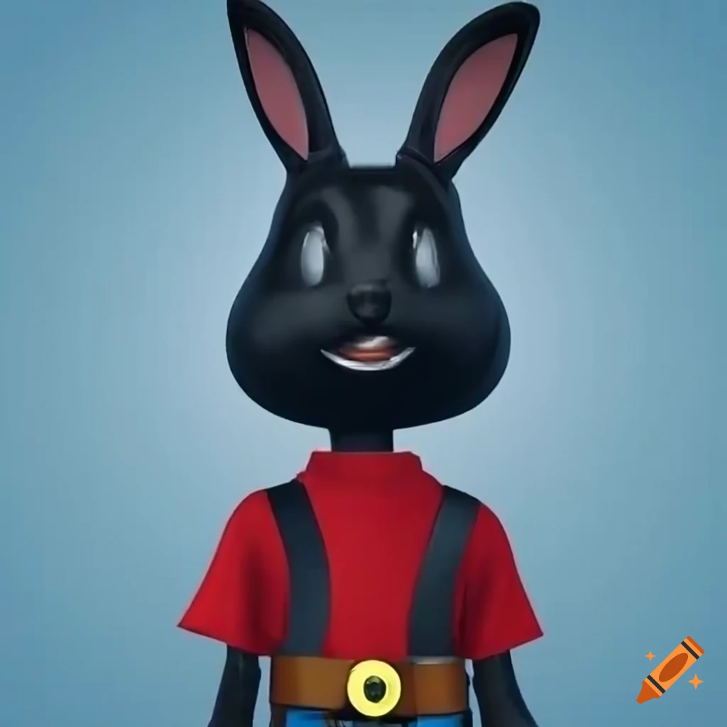 Surreal artwork of a black rabbit with a toothy grin on Craiyon