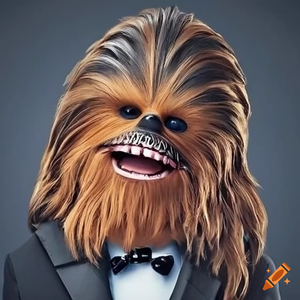 Funny chewbacca cosplay in business suit on Craiyon