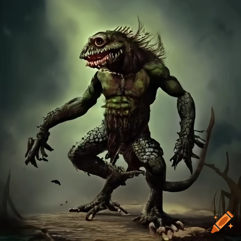 Image of a post-apocalyptic mutant lizard-ape on Craiyon