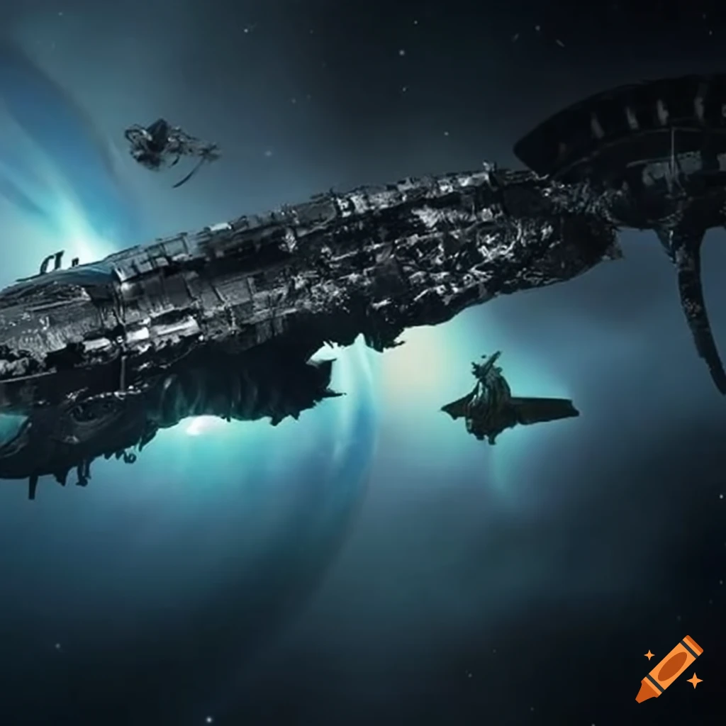 Sci-fi image of a space station under attack on Craiyon