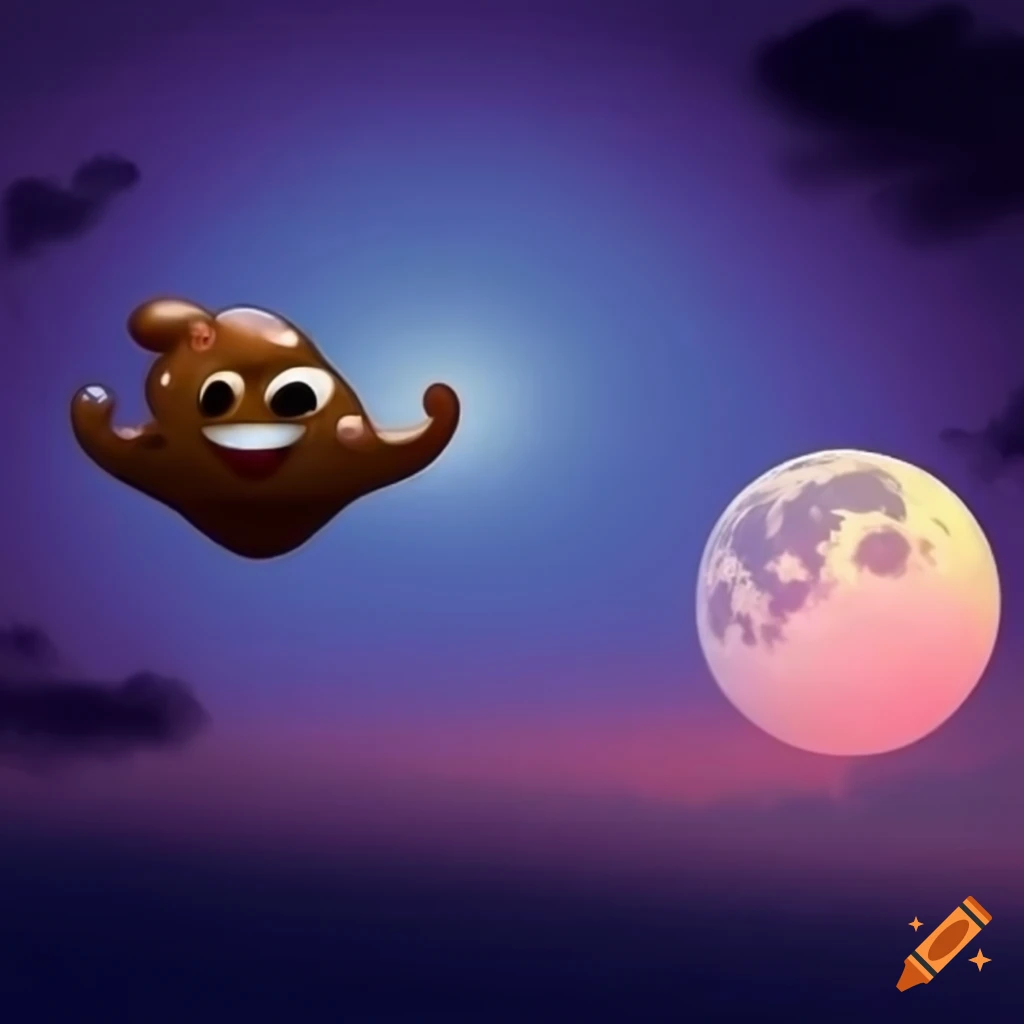 Cartoon illustration of a smiling moon wearing a crown on Craiyon