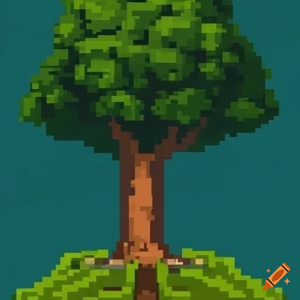 2d pixel art of a tall tree on Craiyon