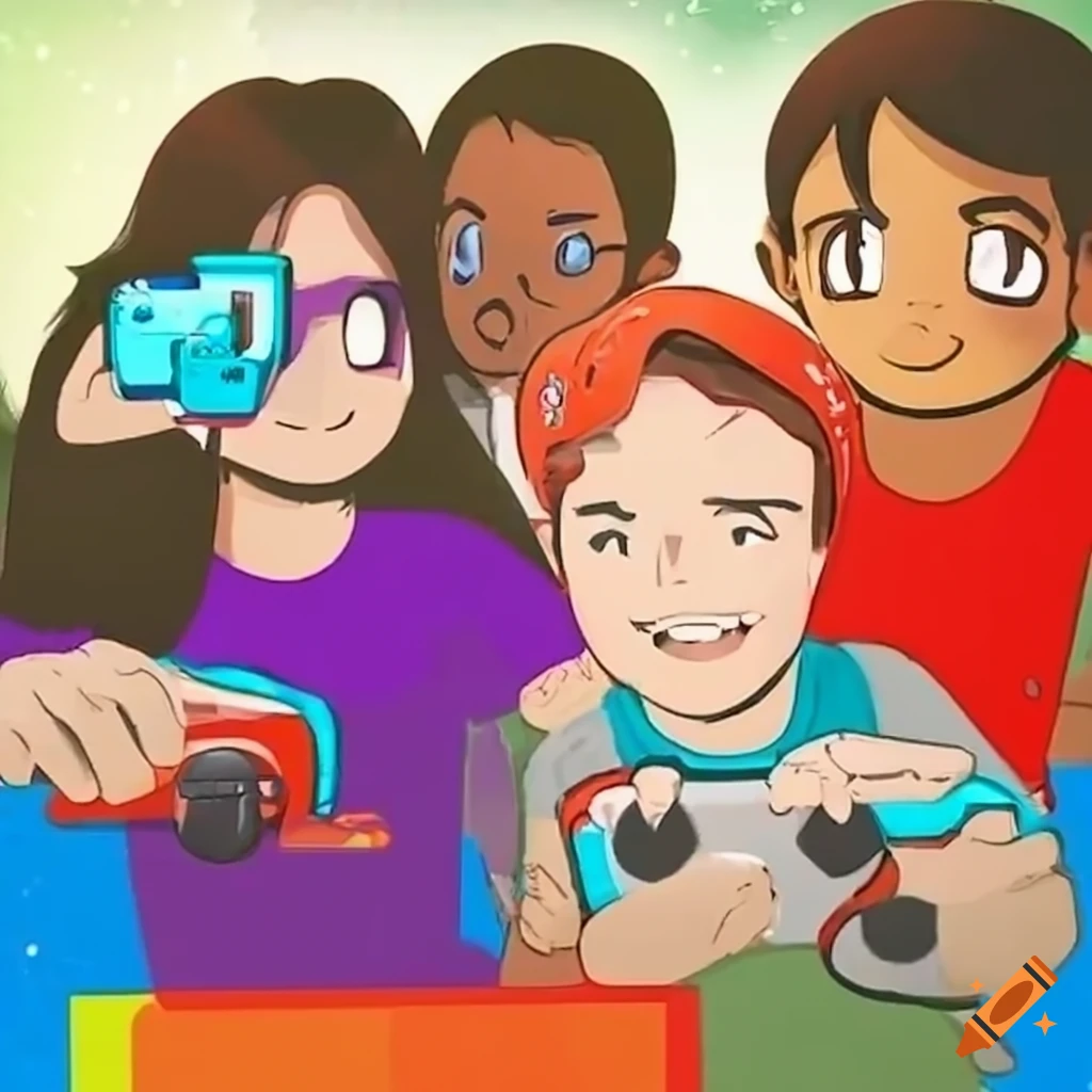 Illustration of social gaming on Craiyon