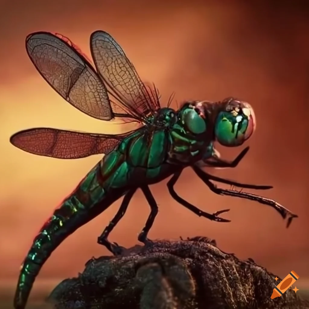 Golden dragonfly crucifix on green stone background on Craiyon