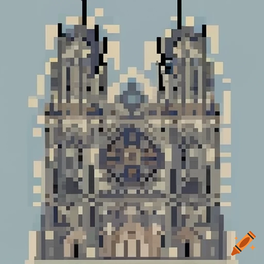 Intricate pixel art of a gothic cathedral on Craiyon