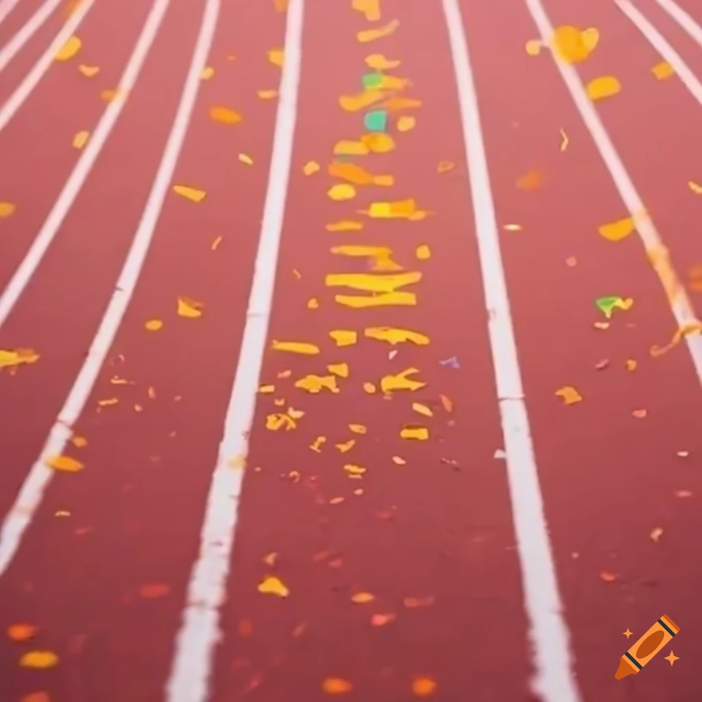 Running track with UAE-themed confetti on Craiyon