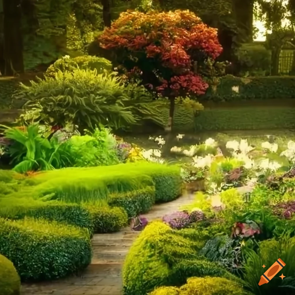 Beautiful garden landscape on Craiyon