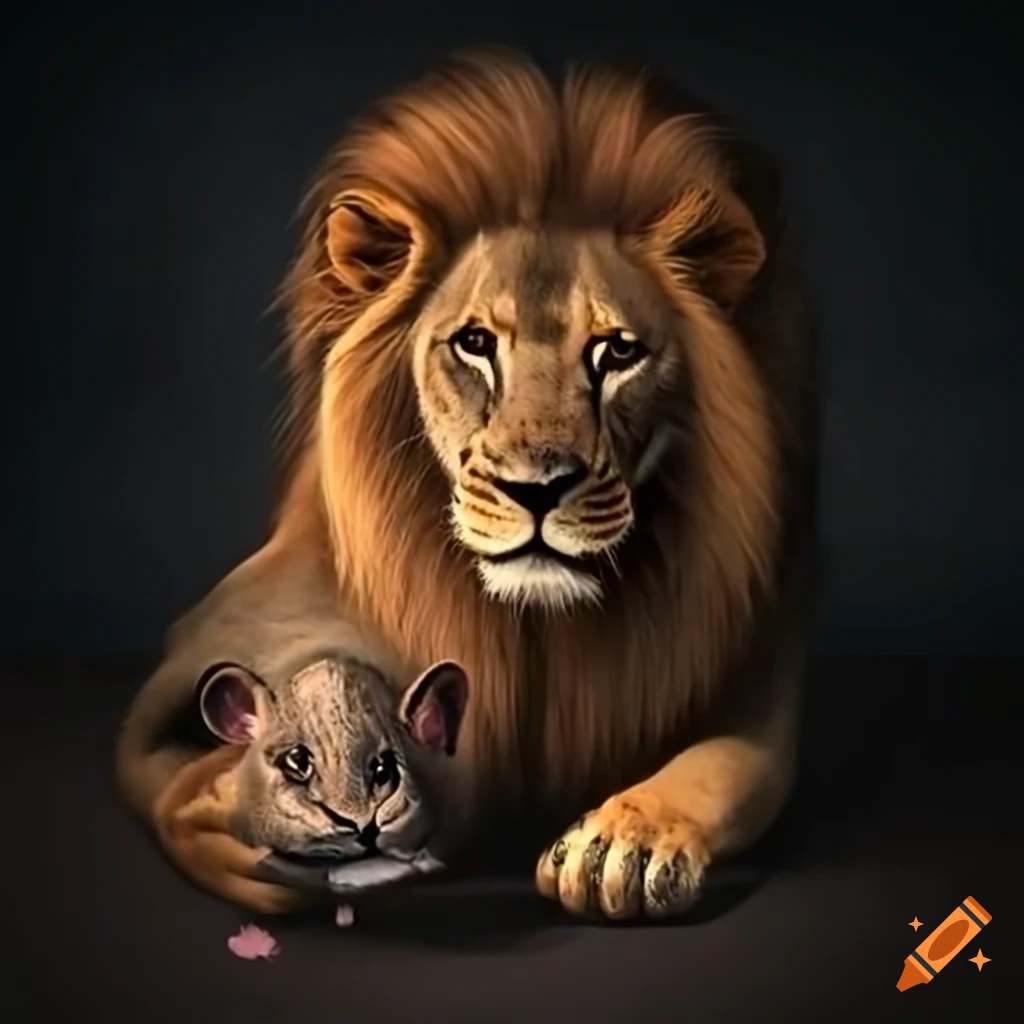 Lion and mouse in a symbolic representation