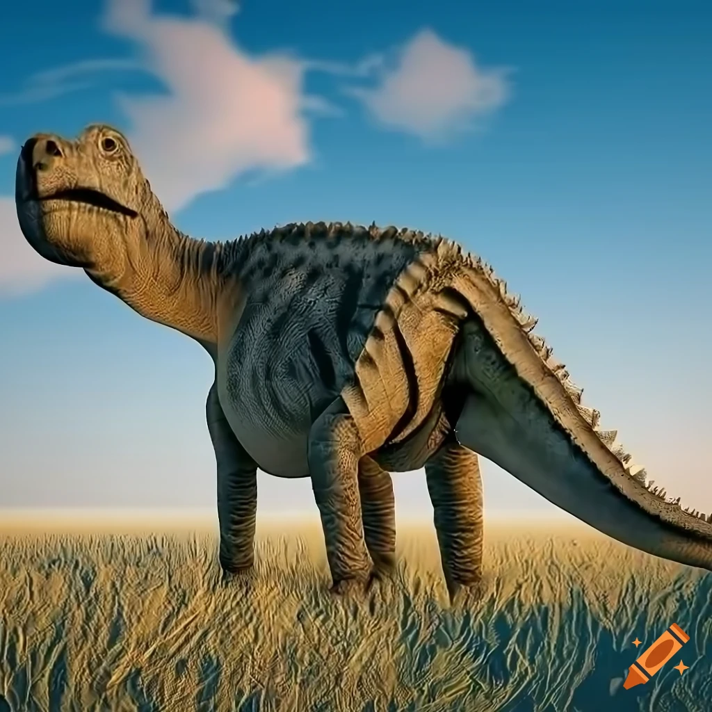 Colorful hadrosaurus dinosaur with elephant-like skin texture