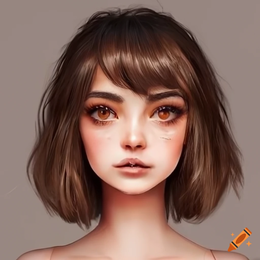 Portrait Of A Fair Skinned Teenage Girl With Brown Eyes And Short Brown