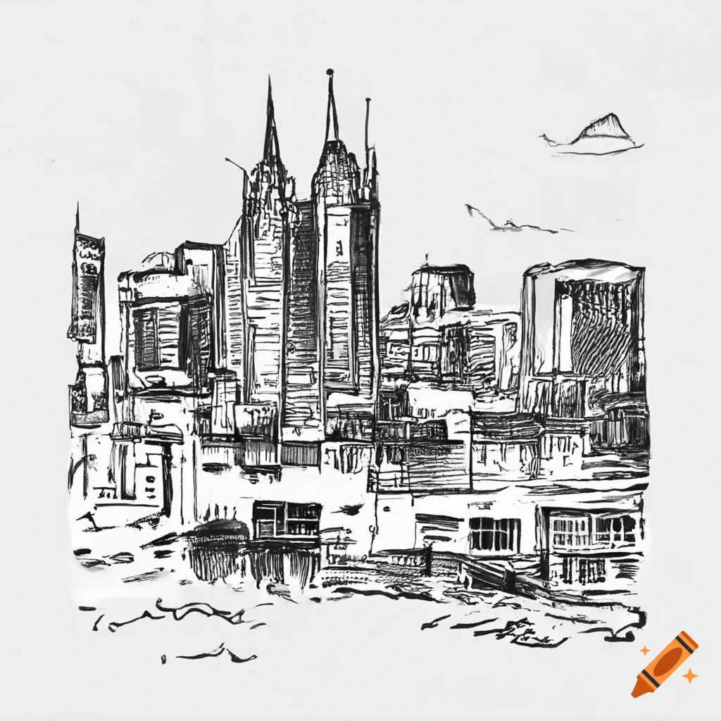 Contrasting views of city skyline and slums on Craiyon