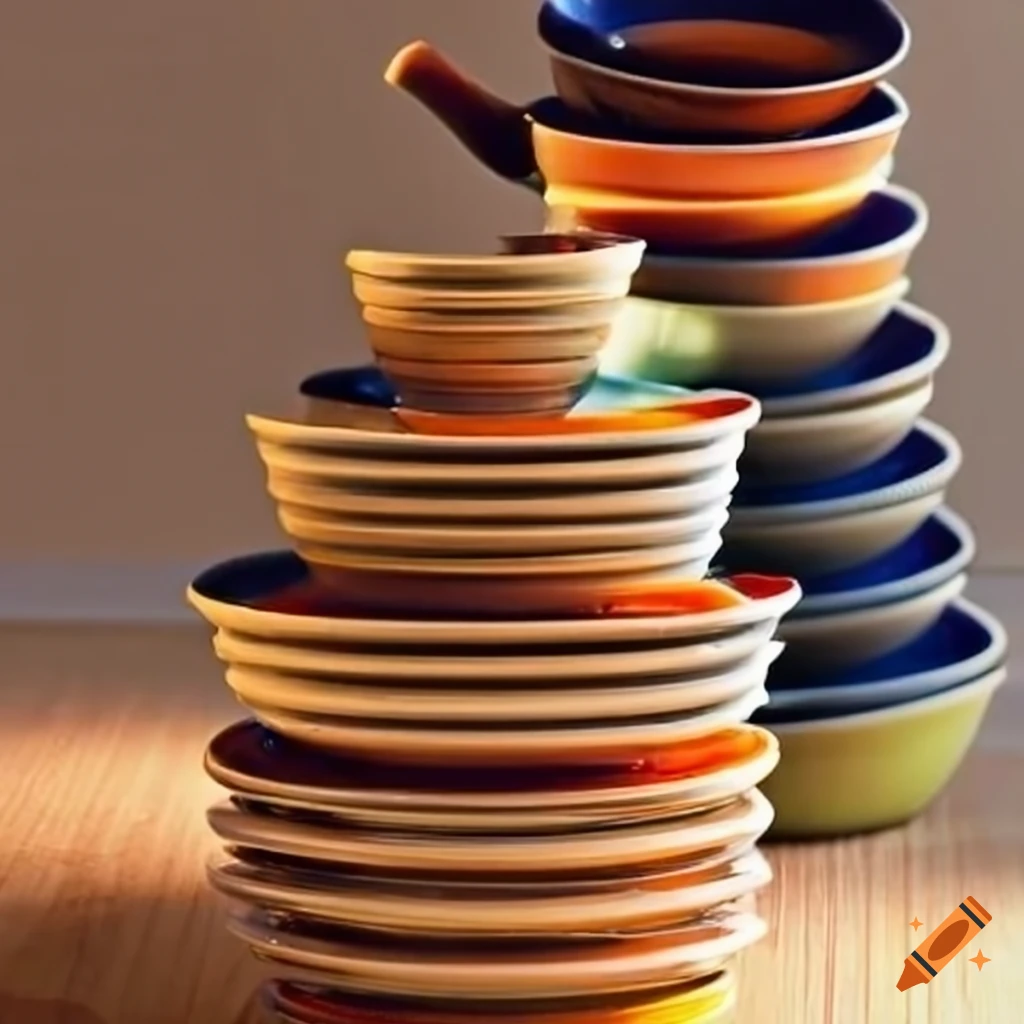 Stack of dishes in the kitchen