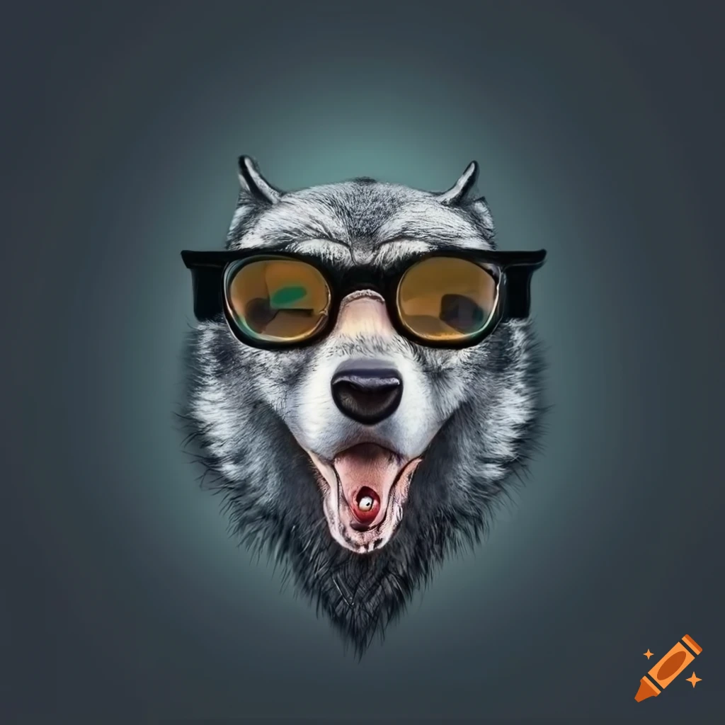 Wolf head with spectacles