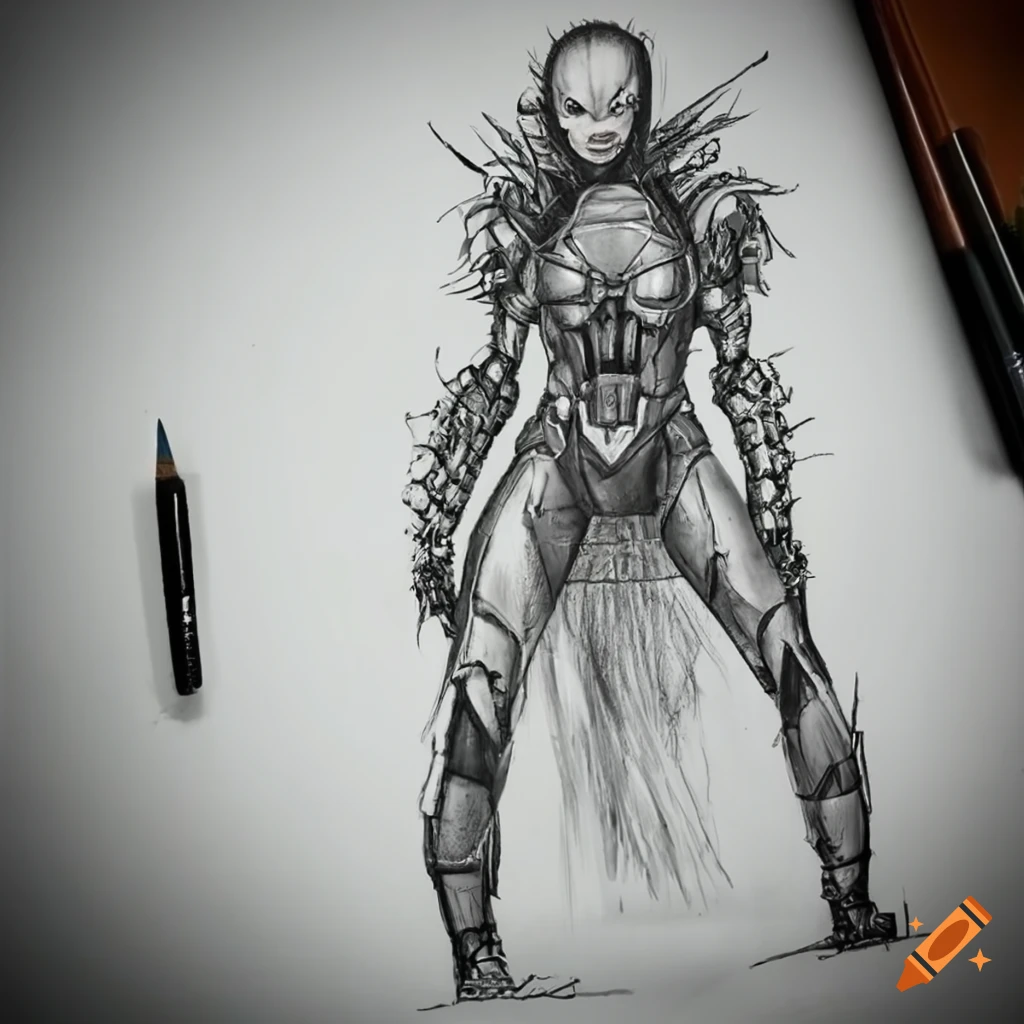 Image of a cyborg superhero in black armor