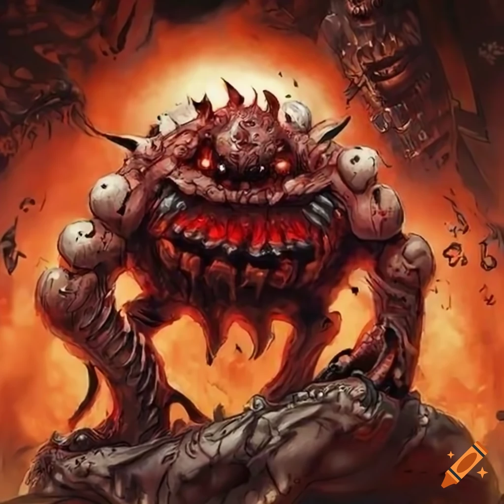 Crossed creature between a langolier and a cacodemon from Doom on Craiyon