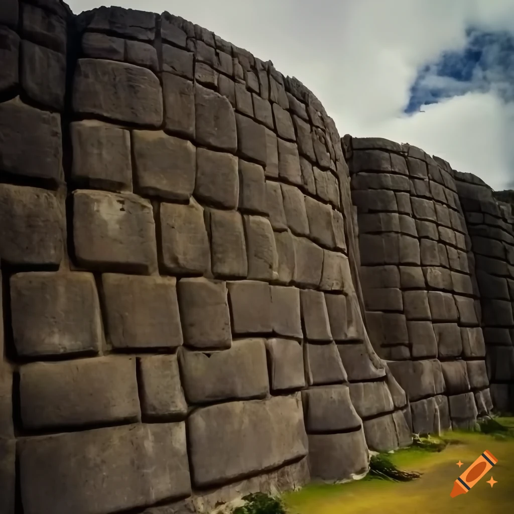 Photograph of the mysterious Inca walls at Sacsayhuamán on Craiyon