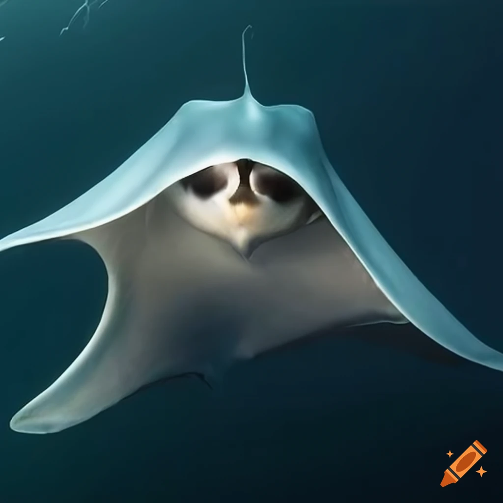 Image of a hybrid creature between a manta and a sea sparrow on Craiyon
